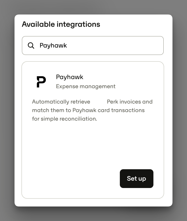 Intégrer Payhawk avec Perk – Centre d'aide