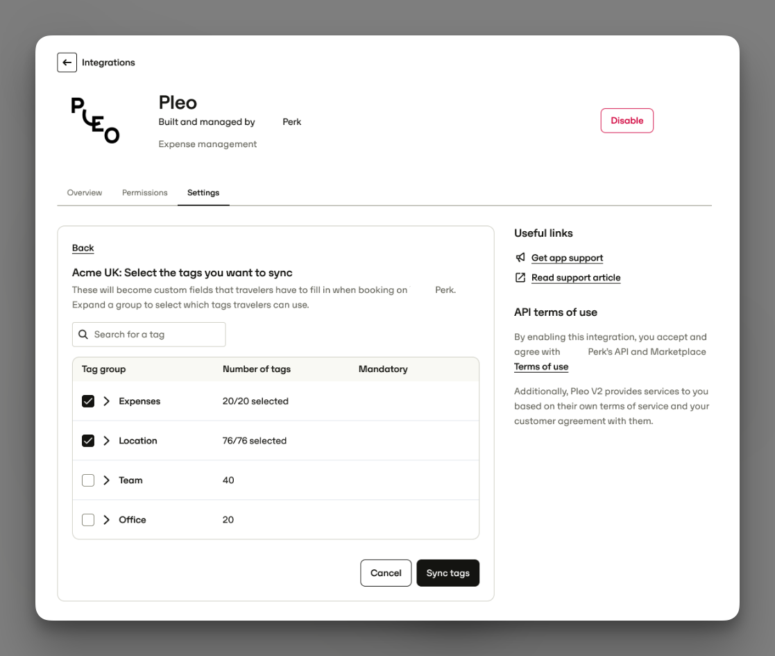 Intégrer Pleo avec Perk – Centre d'aide