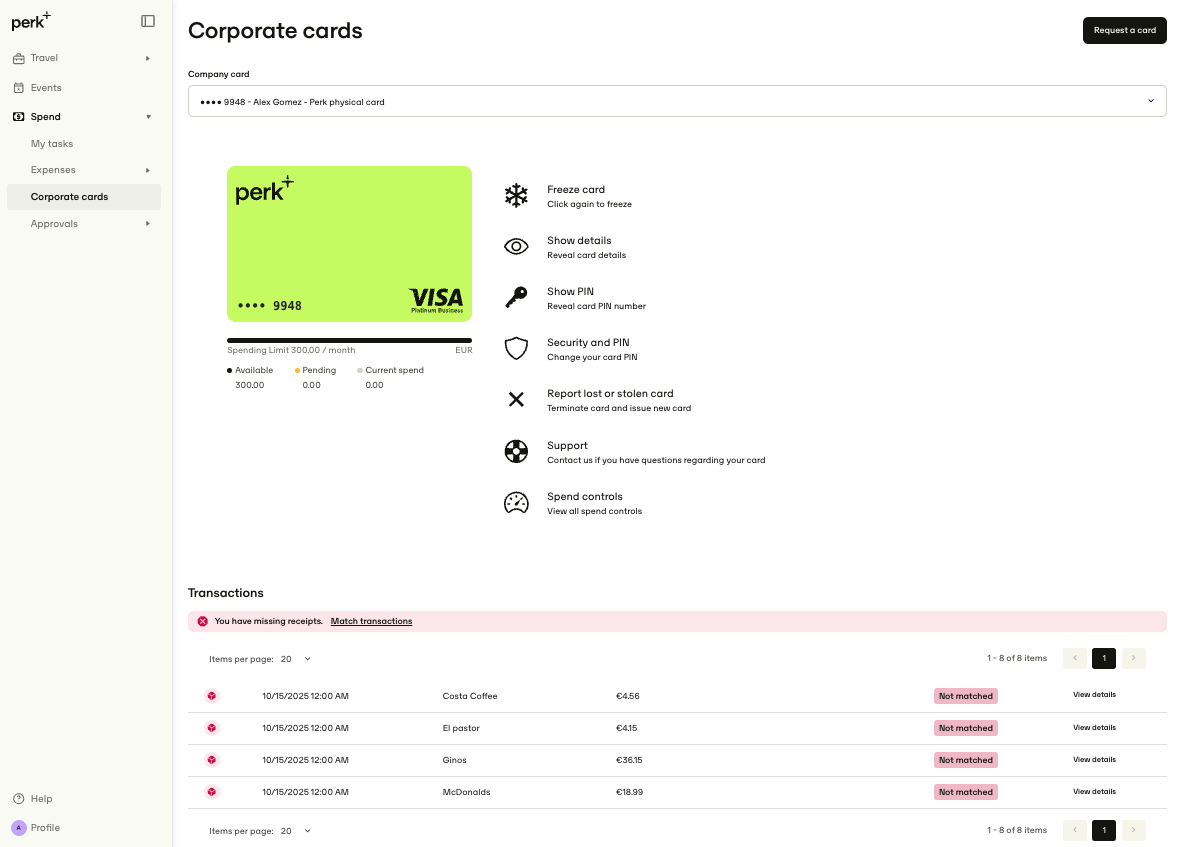 Match company card transactions with expenses – Help center