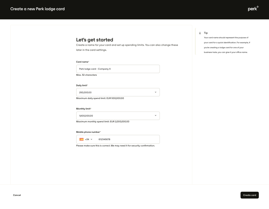 Create a Perk lodge card for your company – Help center