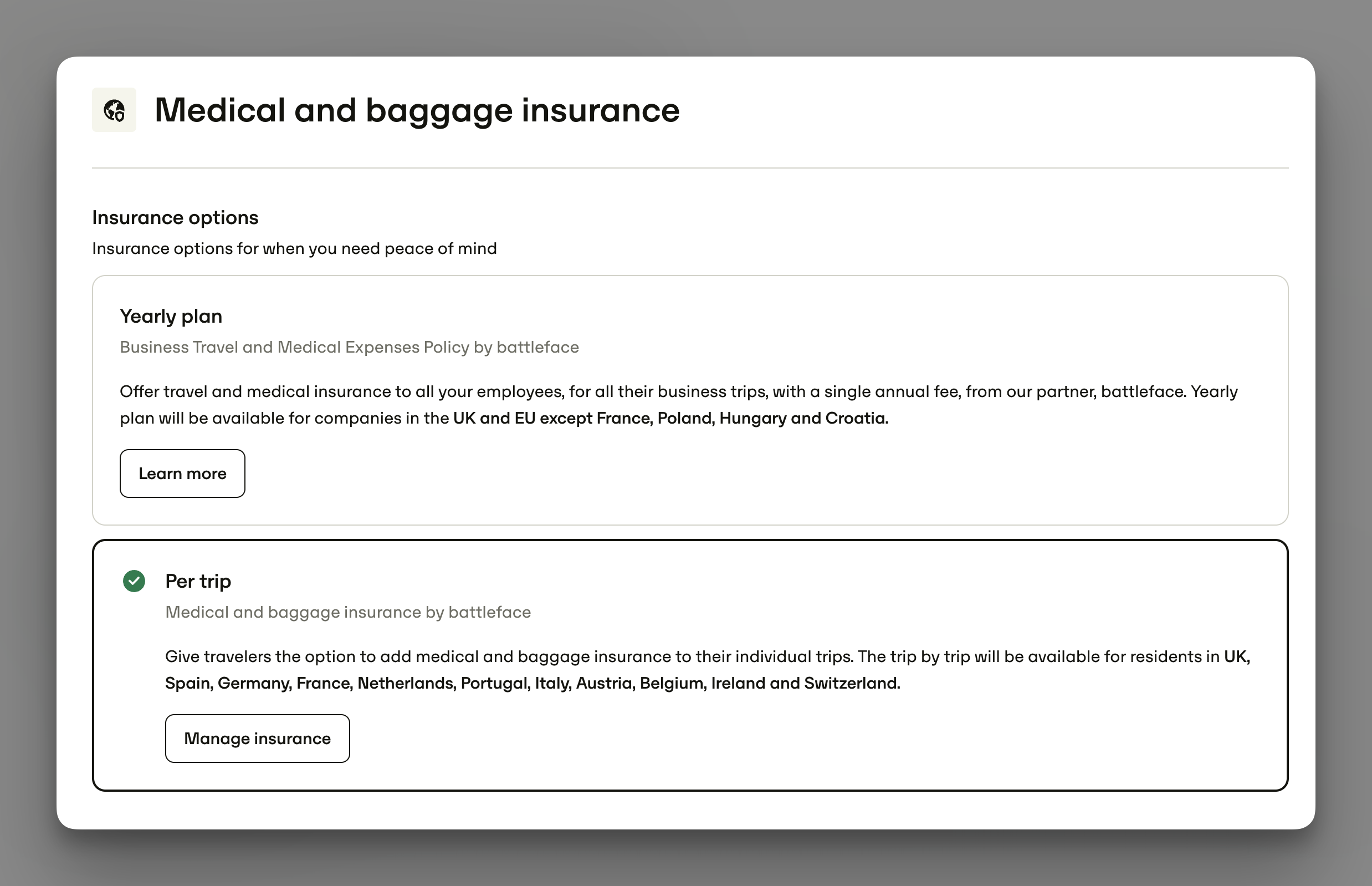Manage medical and baggage insurance for your company – Help center