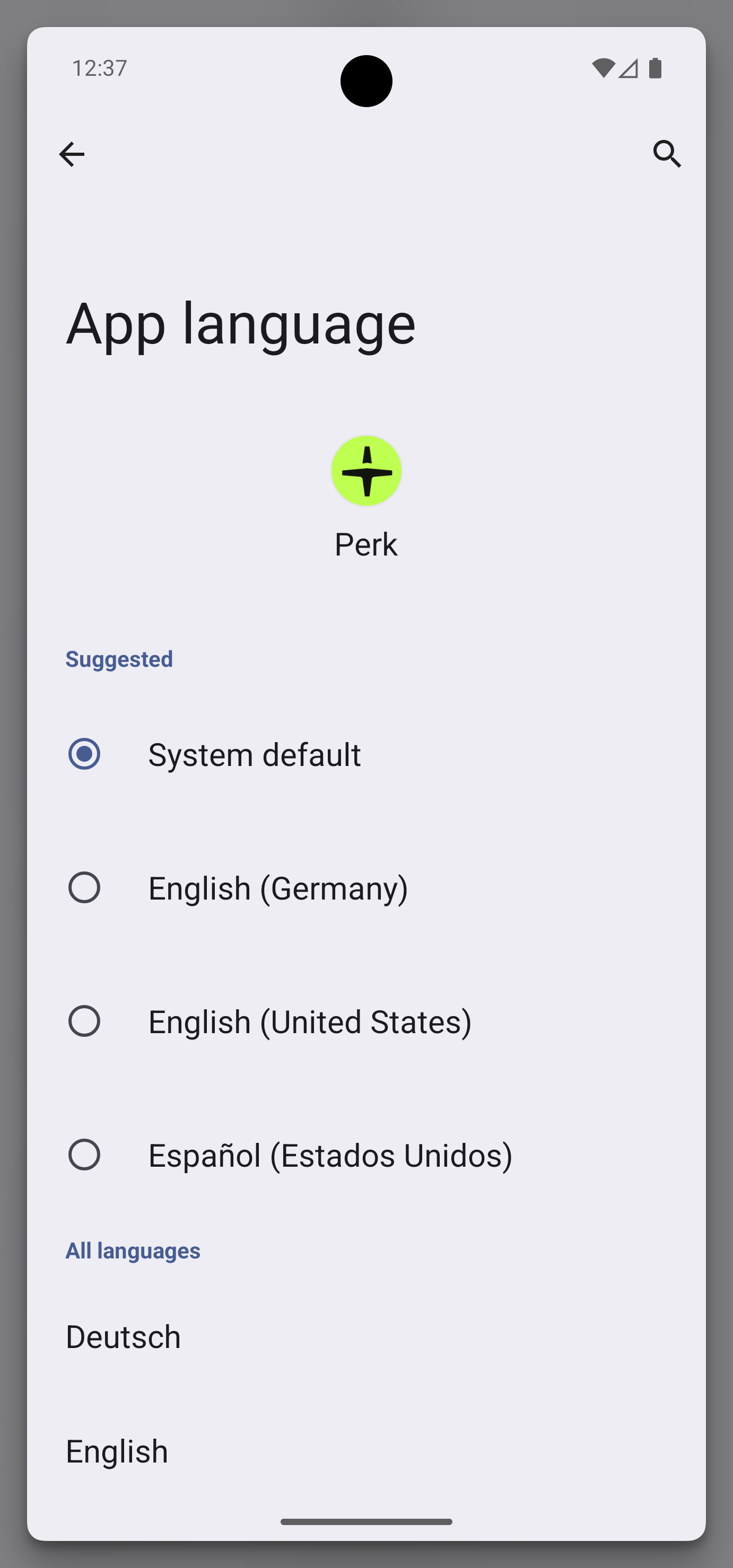 Wijzig de taal in de Perk-app. – Helpcentrum