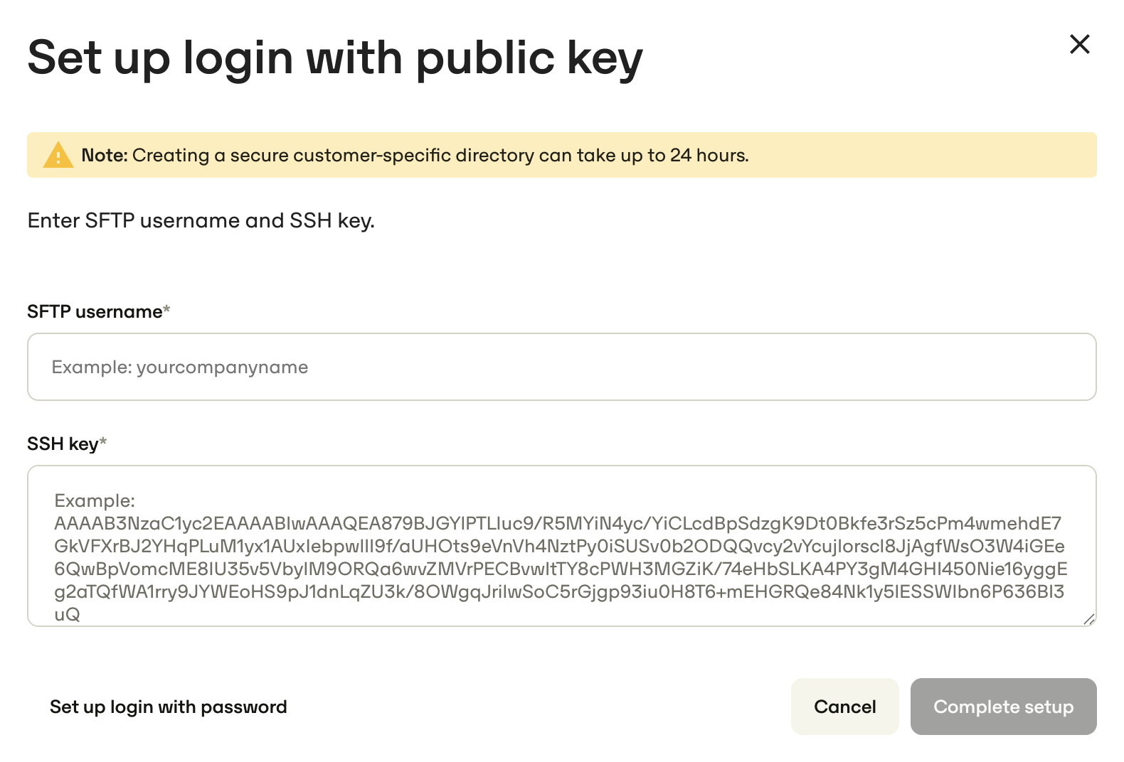 Set up an SFTP connection for file exchange – Help center